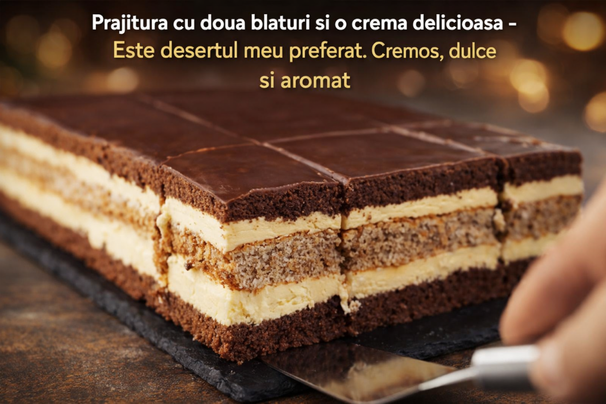 Prajitura cu doua blaturi si o crema delicioasa- Este desertul meu ...