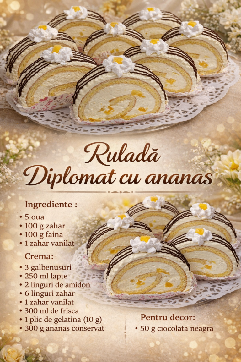 Rulada Diplomat cu ananas- Foarte gustoasa, o sa fie atractia oricarei ...