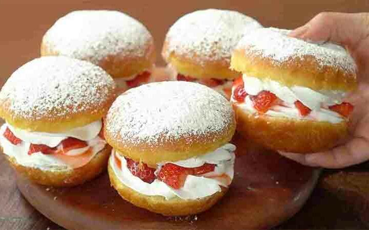 Gogosi umplute cu crema de vanilie si fructe – Reteta simpla, o poate ...